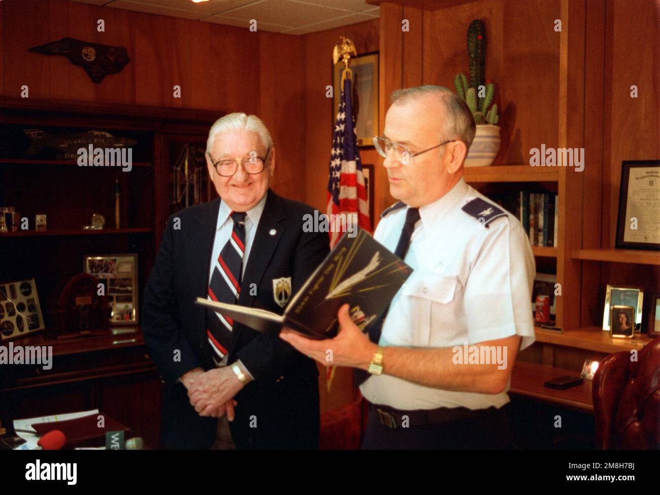 COL. James Moen, the last wing commander of the 354th Fighter Wing, reads excerpts from the ...