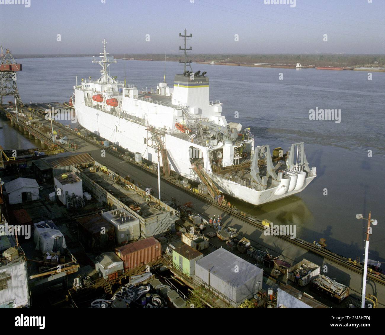 A port quarter view of the surveying ship USNS WATERS (T-AGS-45) as the ...