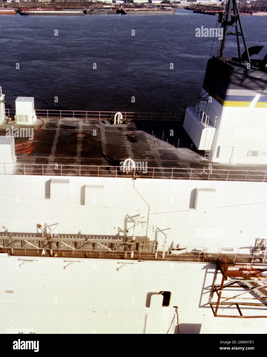 A port amidships view of the surveying ship USNS WATERS (T-AGS-45) as ...