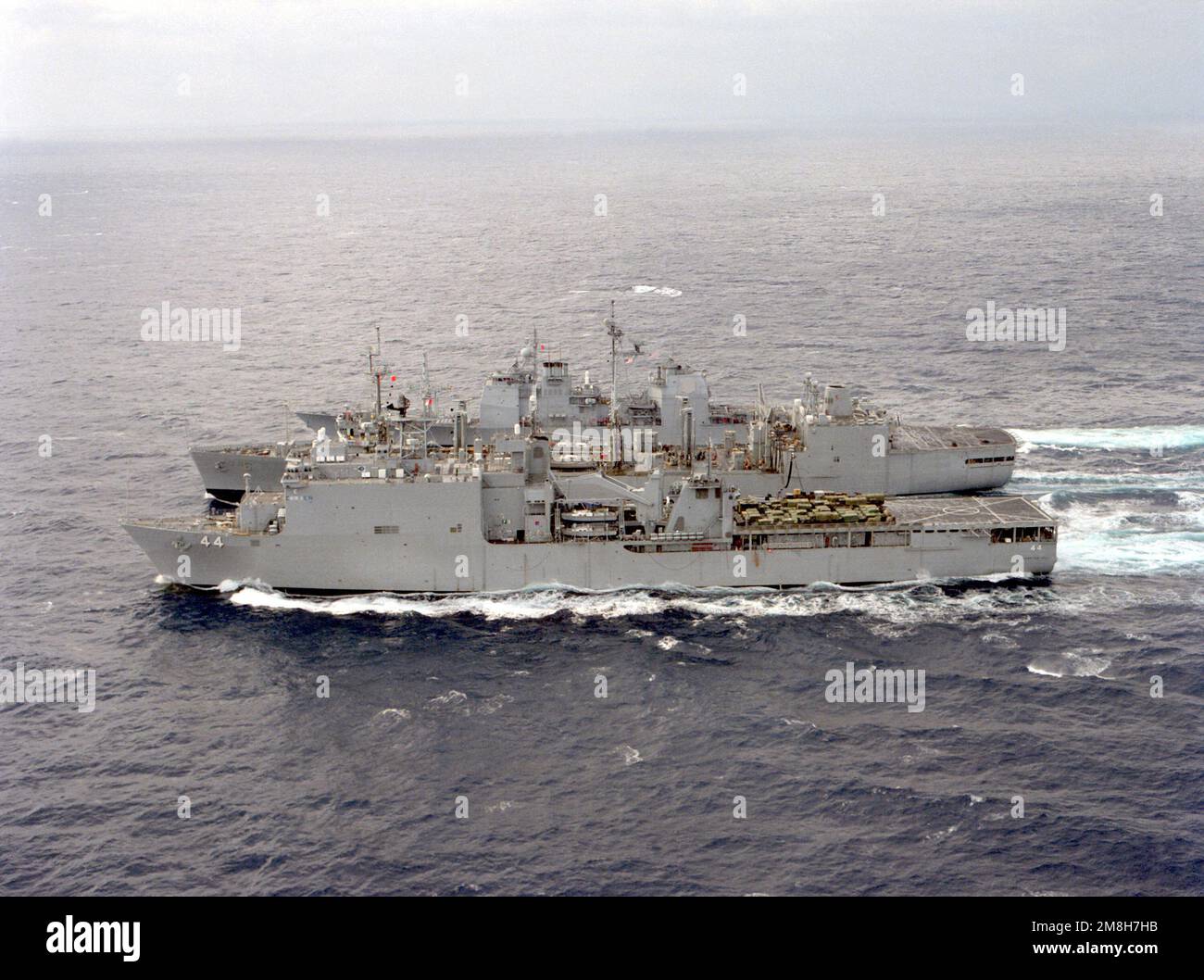 The dock landing ship USS GUNSTON HALL (LSD-44) and the guided missile ...