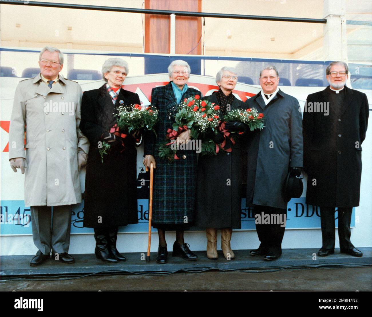 Gathered for a group photograph following the christening and launching ...