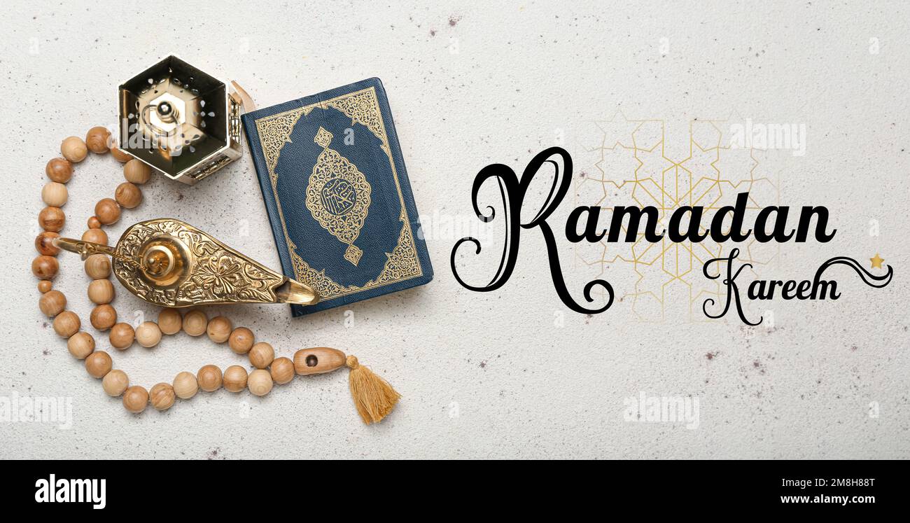 Greeting card for Ramadan celebration with Aladdin lamp of wishes ...