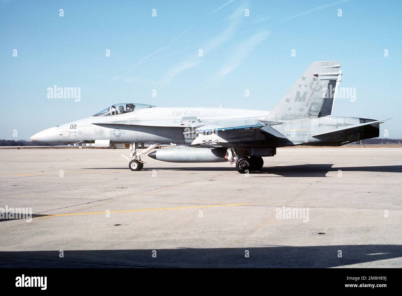 A left side view of a Marine Fighter-Attack Squadron 321 (VMFA-321) F/A ...