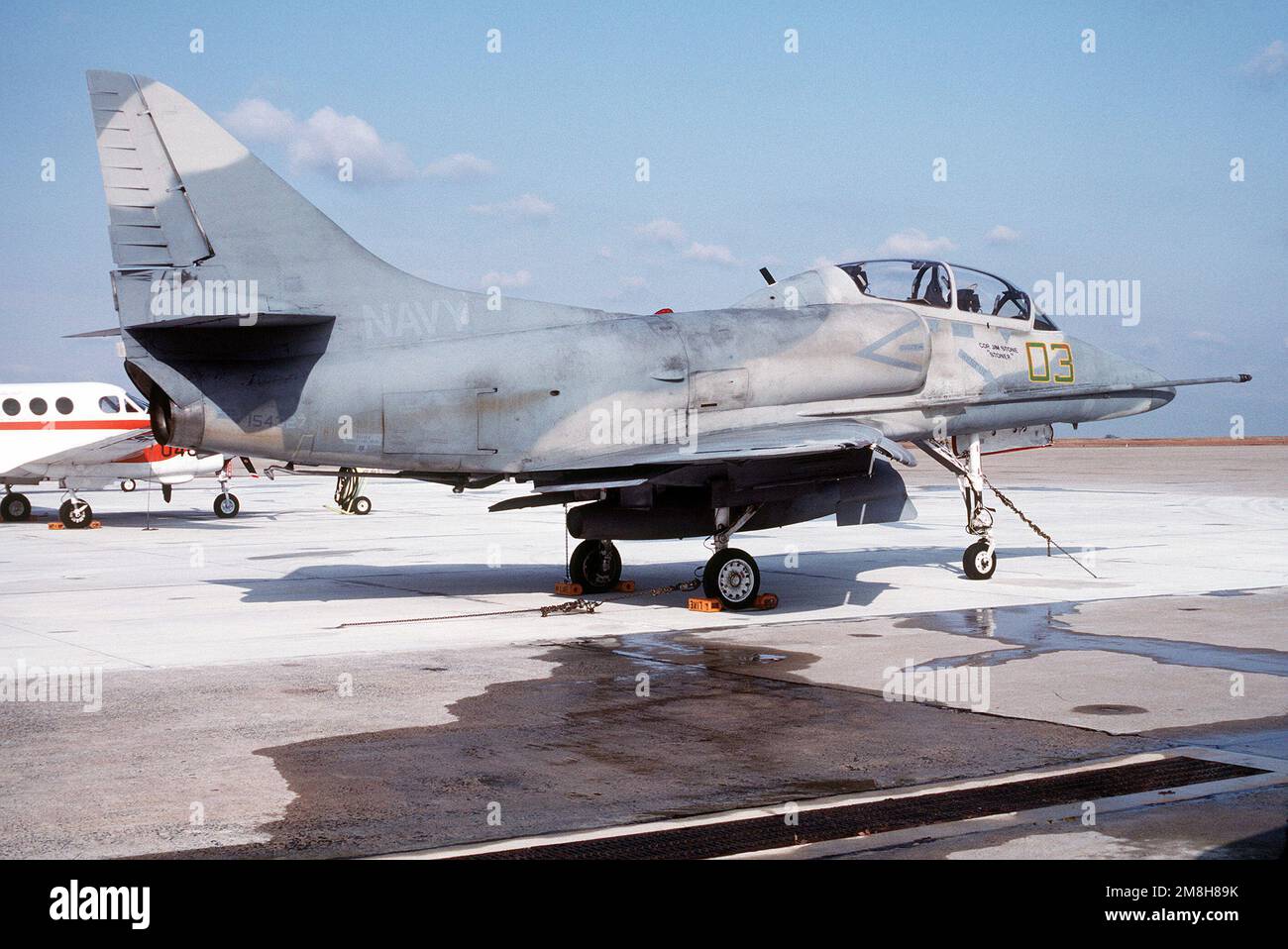 A right rear view of a Fighter Squadron 45 (VF-45) TA-4J Skyhawk ...