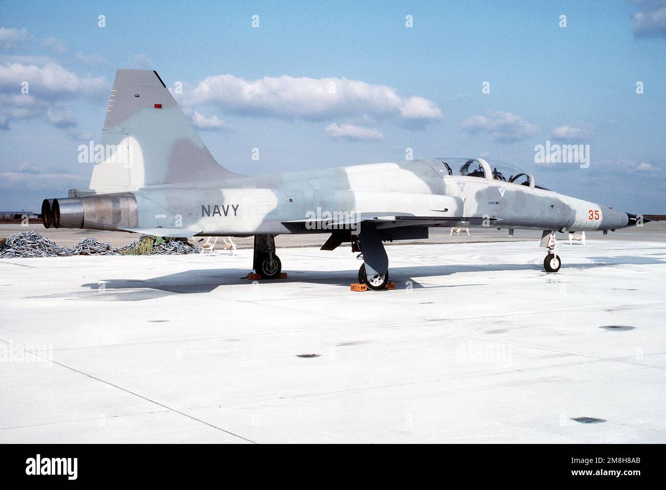 A right side view of a Fighter Squadron 45 (VF-45) F-5F Tiger II ...