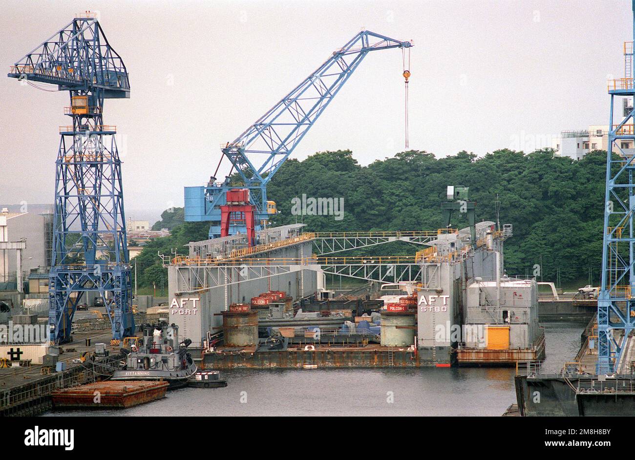 A rear view of the medium auxiliary floating dry dock RESOURCEFUL (AFDM ...