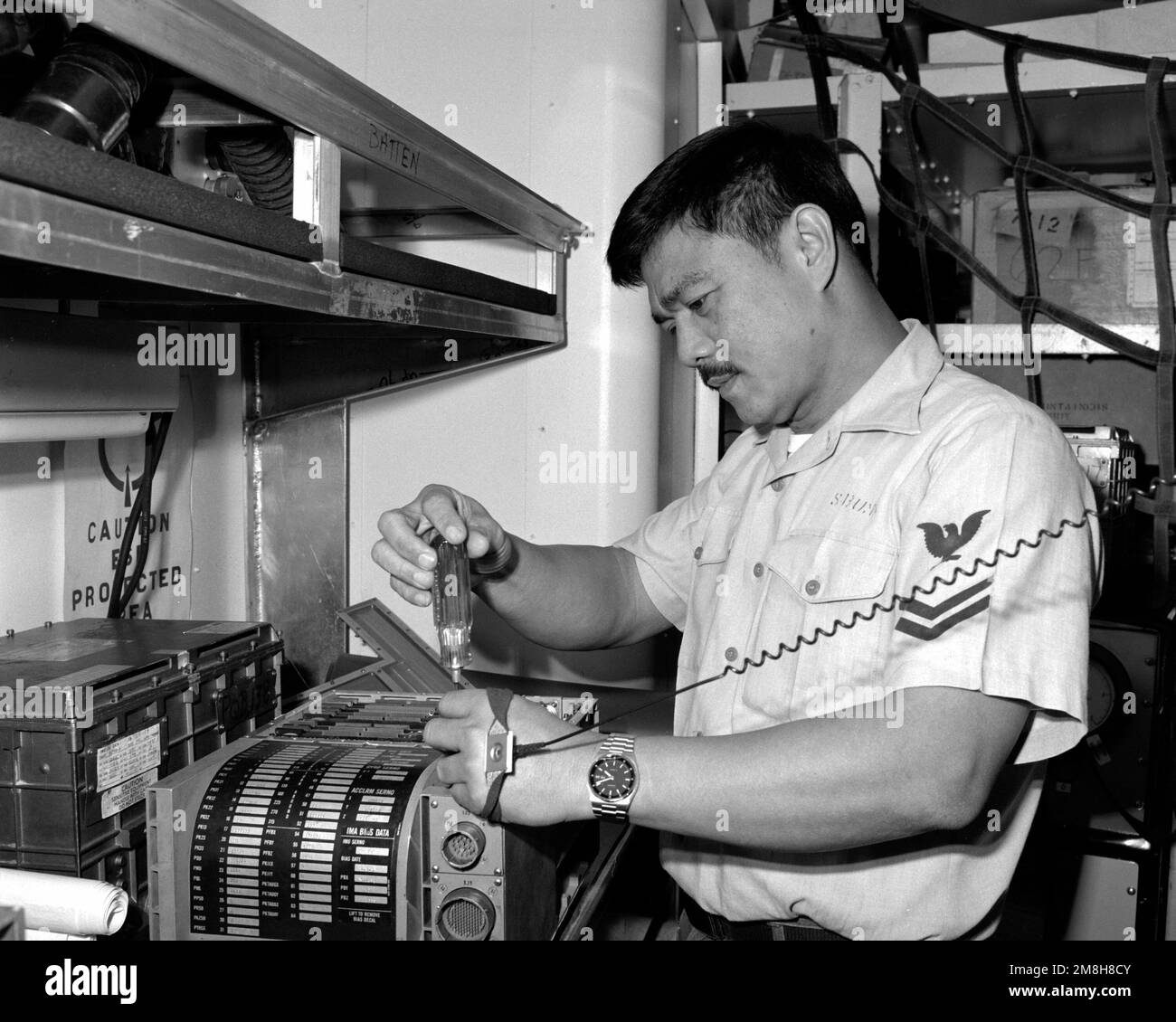 Aviation Electrician's Mate 2nd Class Siboma works on electronic ...