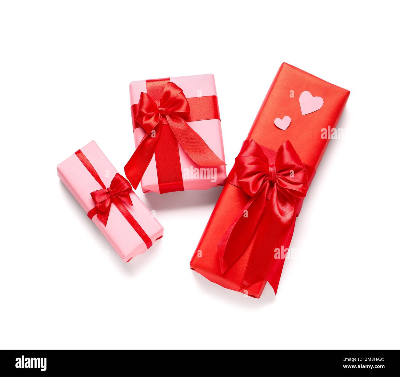 Beautiful gifts for Valentine's Day celebration on white background ...