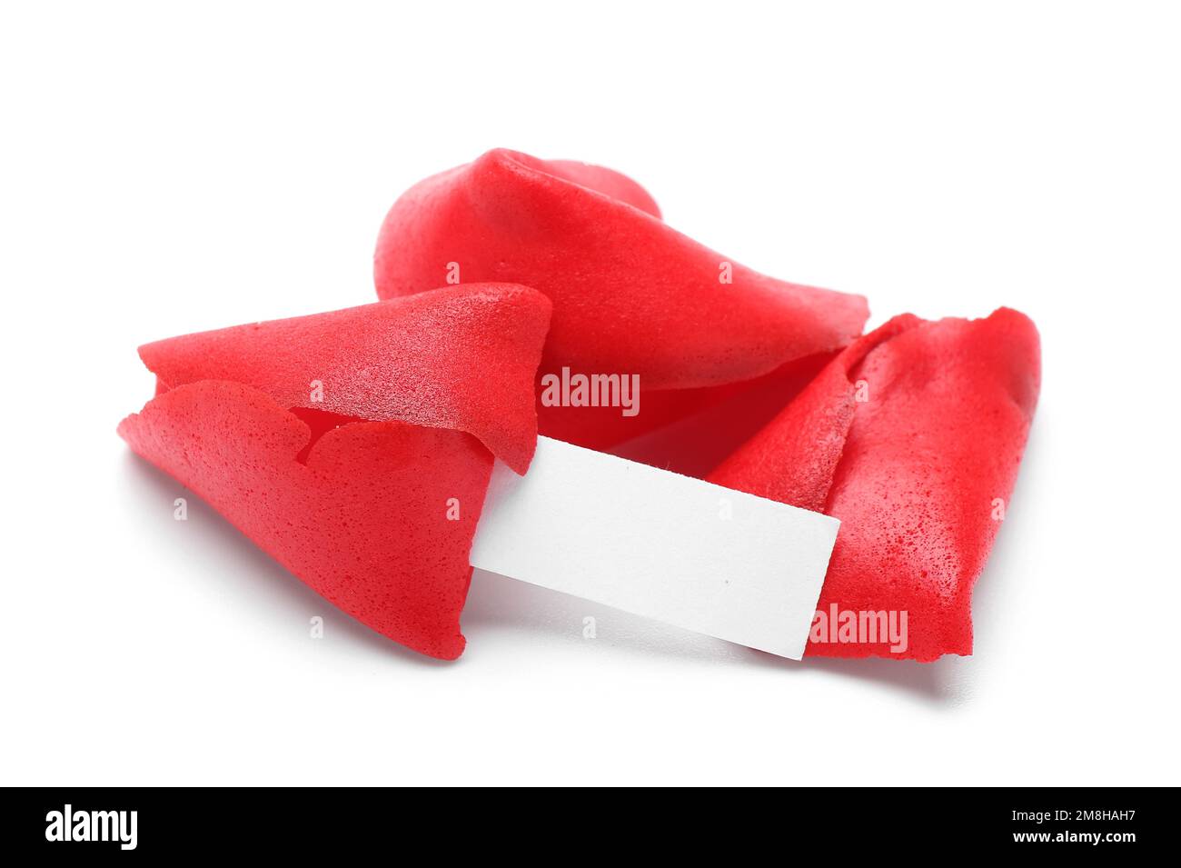 Red fortune cookies with piece of paper isolated on white background ...