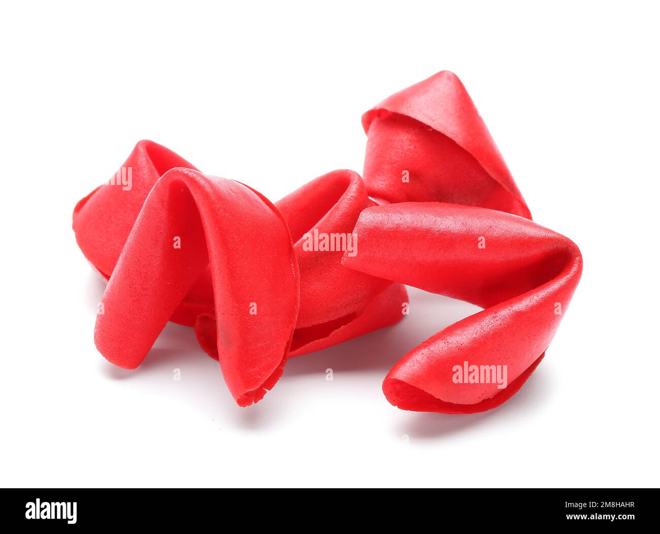 Heap of red fortune cookies on white background. Valentine's Day ...