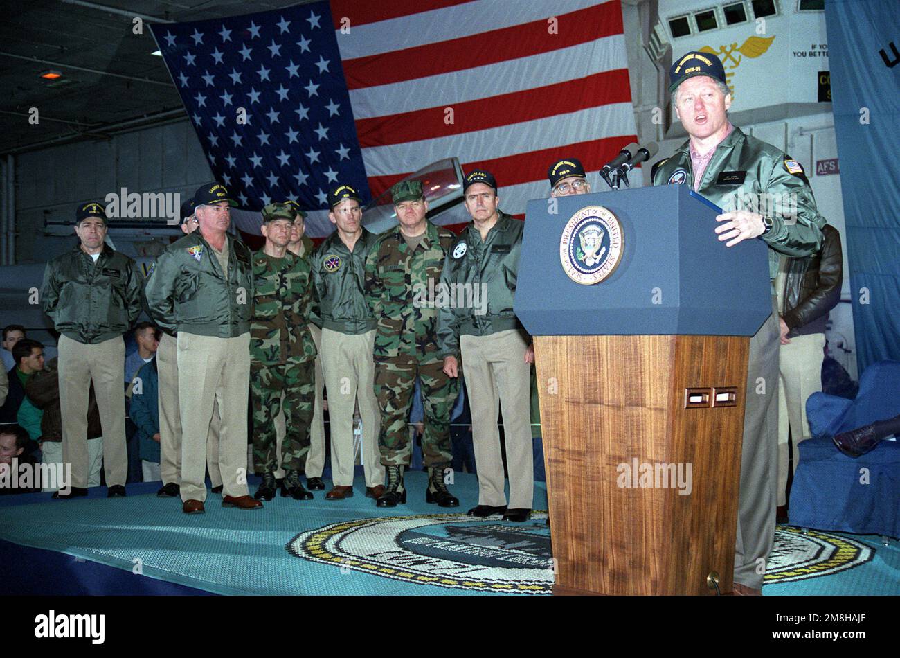 President William Jefferson Clinton addresses the crew of the nuclear ...