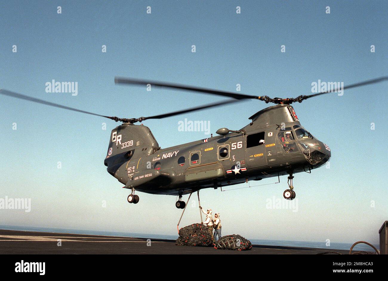A Helicopter Combat Support Squadron 8 (HC-8) CH-46D Sea Knight ...