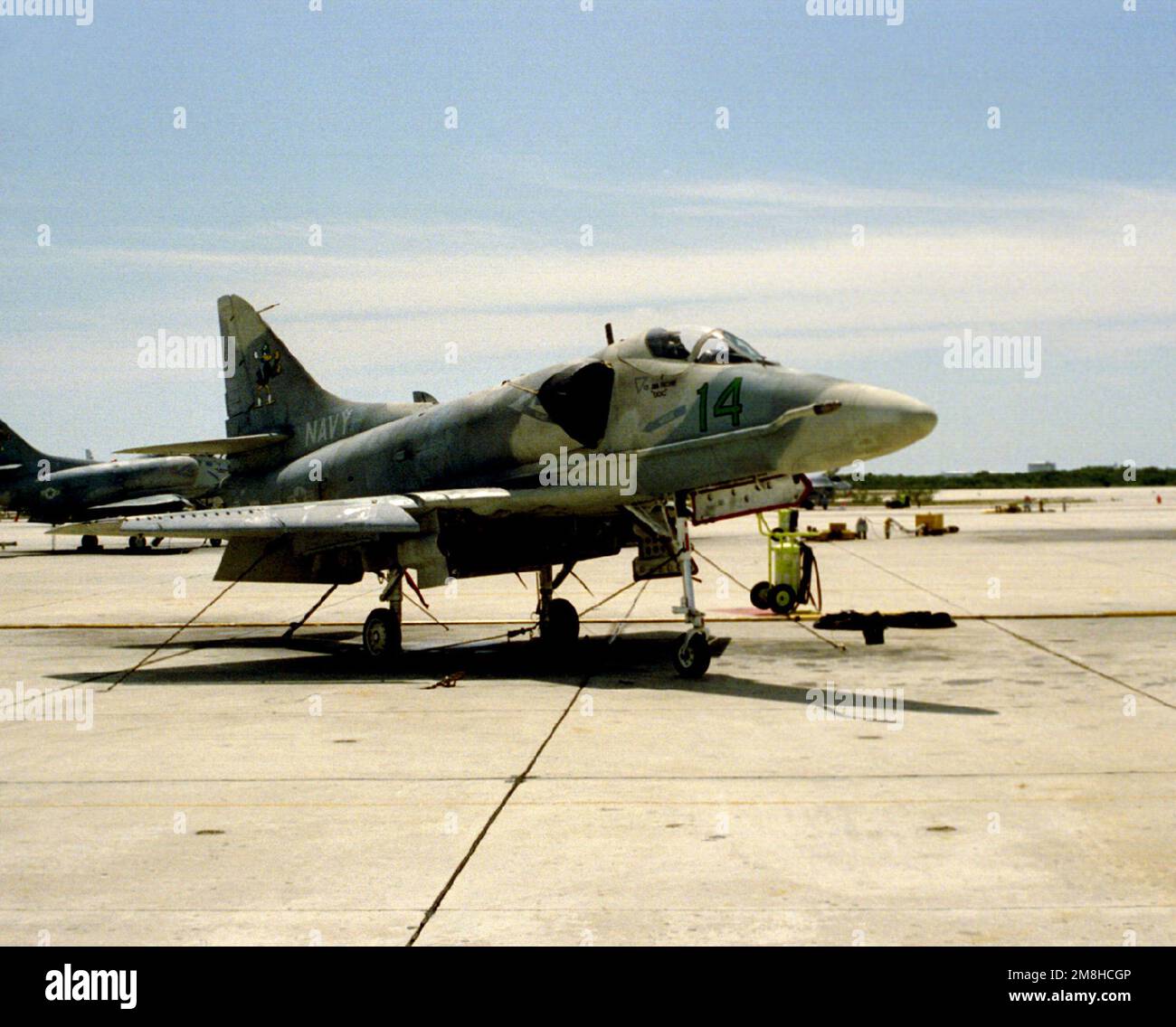 A right side view of a Fighter Squadron 45 (VF-45) A-4 Skyhawk aircraft ...