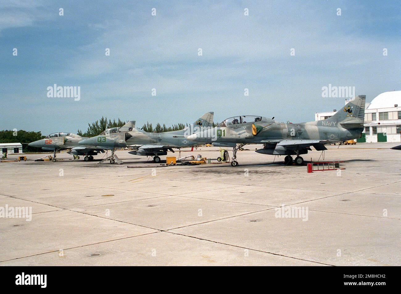 A right side view of a Fighter Squadron 45 (VF-45) TA-4J Skyhawk ...