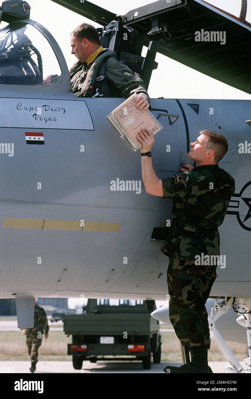 AIRMAN 1ST Class Michael Von Busch, a crew chief with the 53rd Fighter ...