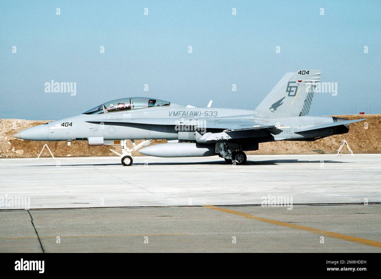 A left side view of a Marine Fighter-Attack Squadron 533 (VMFA-533) F/A ...