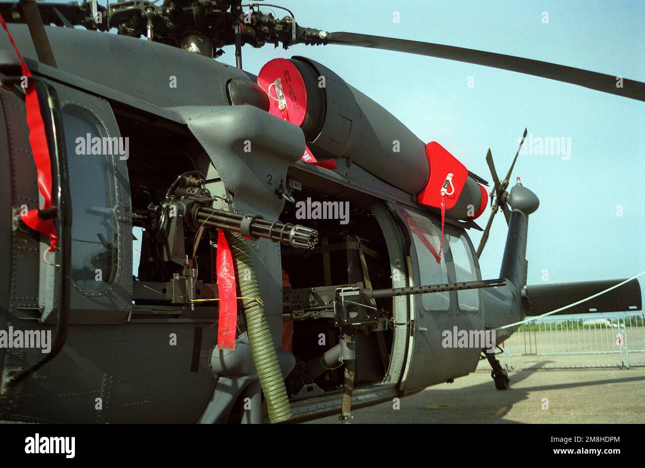 A close-up left side view of an Air Force MH-60G Pave Hawk helicopter ...