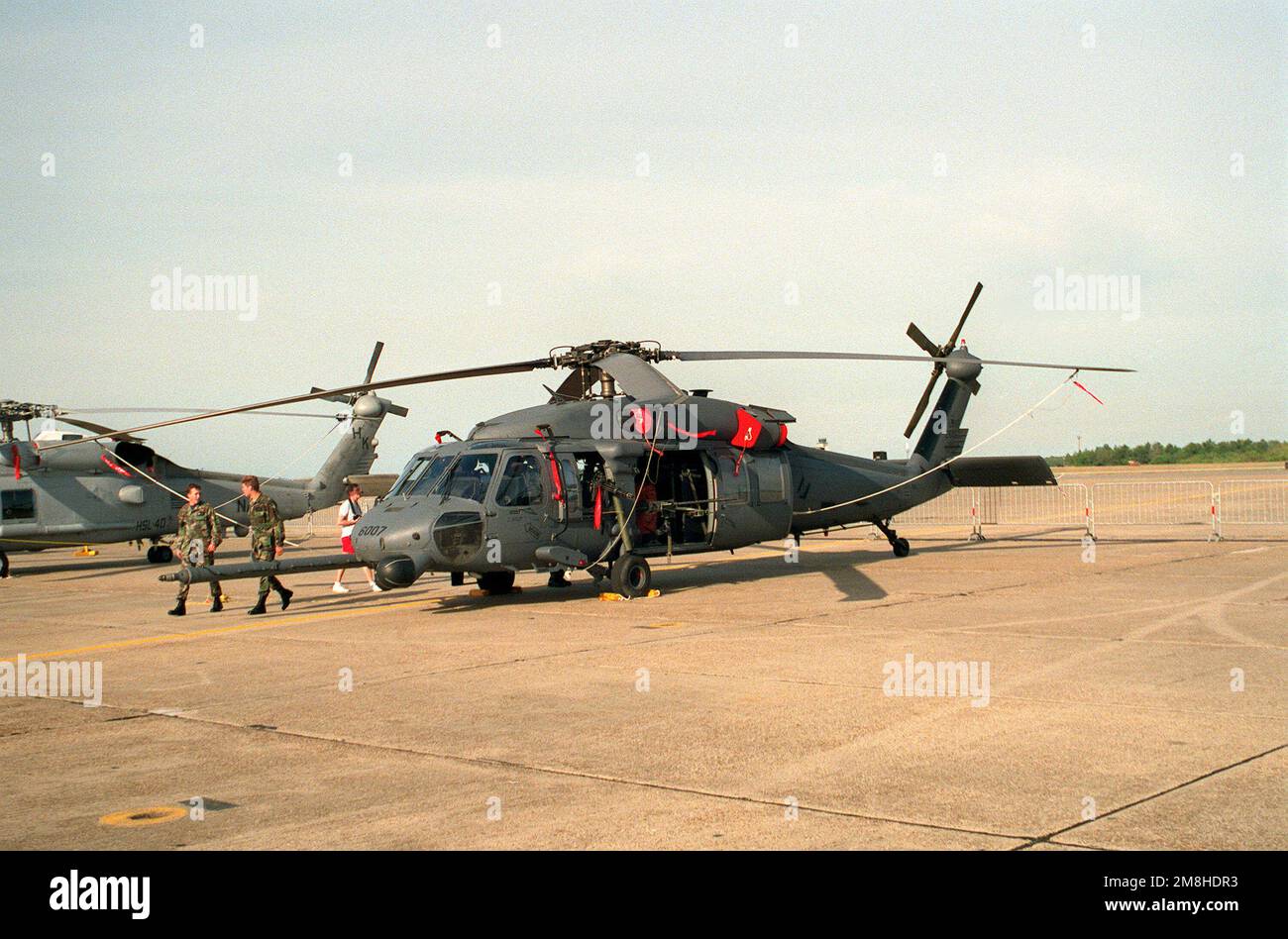 A left side view of an Air Force MH-60G pave Hawk helicopter on display ...