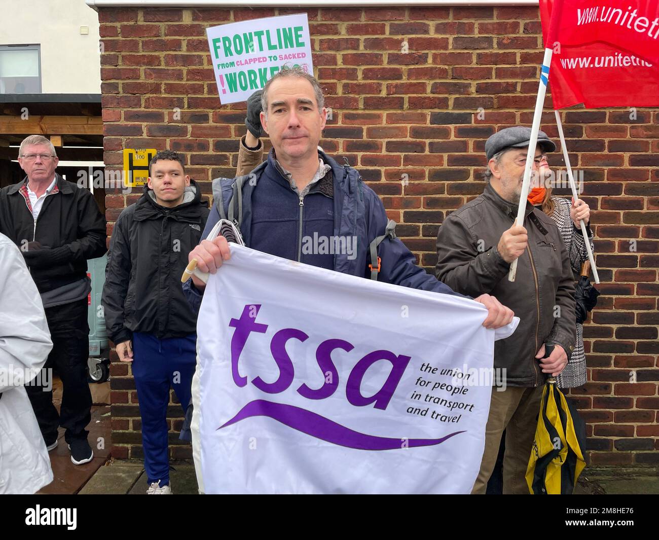 Dave Barnes, Network Rail and TSSA union rep outside Grant Shapps ...