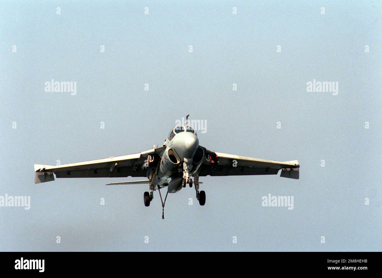 An Attack Squadron 36 (VA-36) A-6E Intruder aircraft lands on the ...