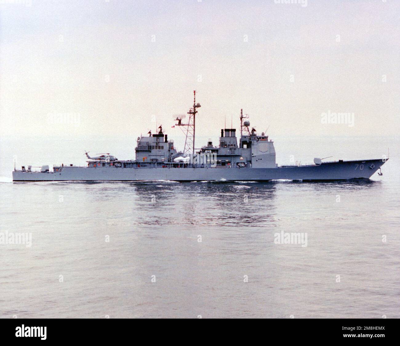 A starboard beam view of the guided missile cruiser USS LAKE ERIE (CG ...