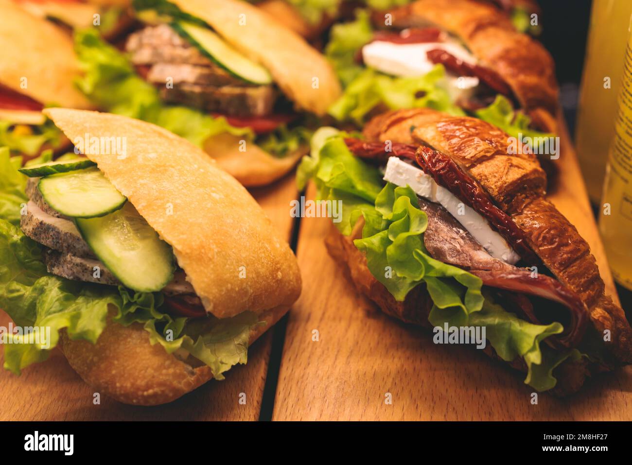 Beautifully decorated catering banquet table with different food snacks ...