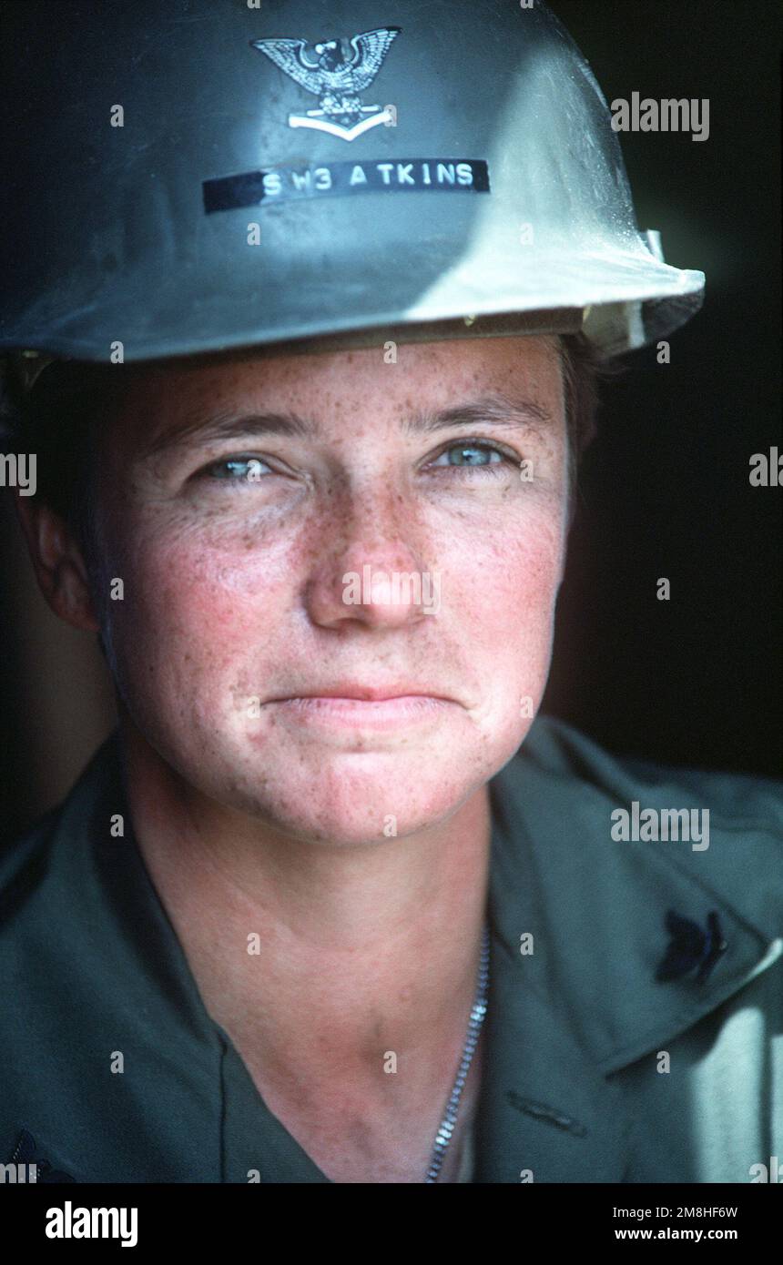 Steelworker 3rd Class Nancy Atkins participates in a causeway-building ...
