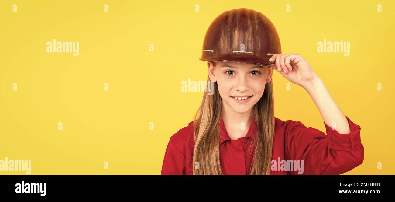 Architect teenager girl. future career of teen girl in helmet builder ...