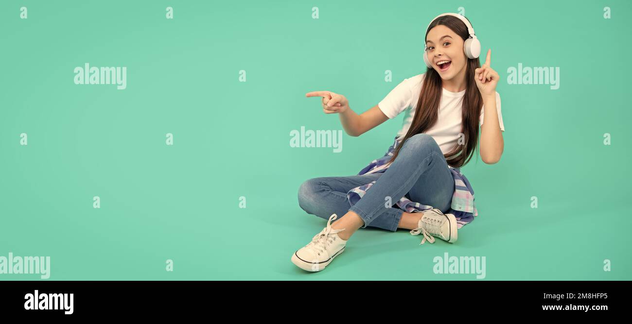 Choose Freedom. happy teen girl in headphones. listen to music. Child ...