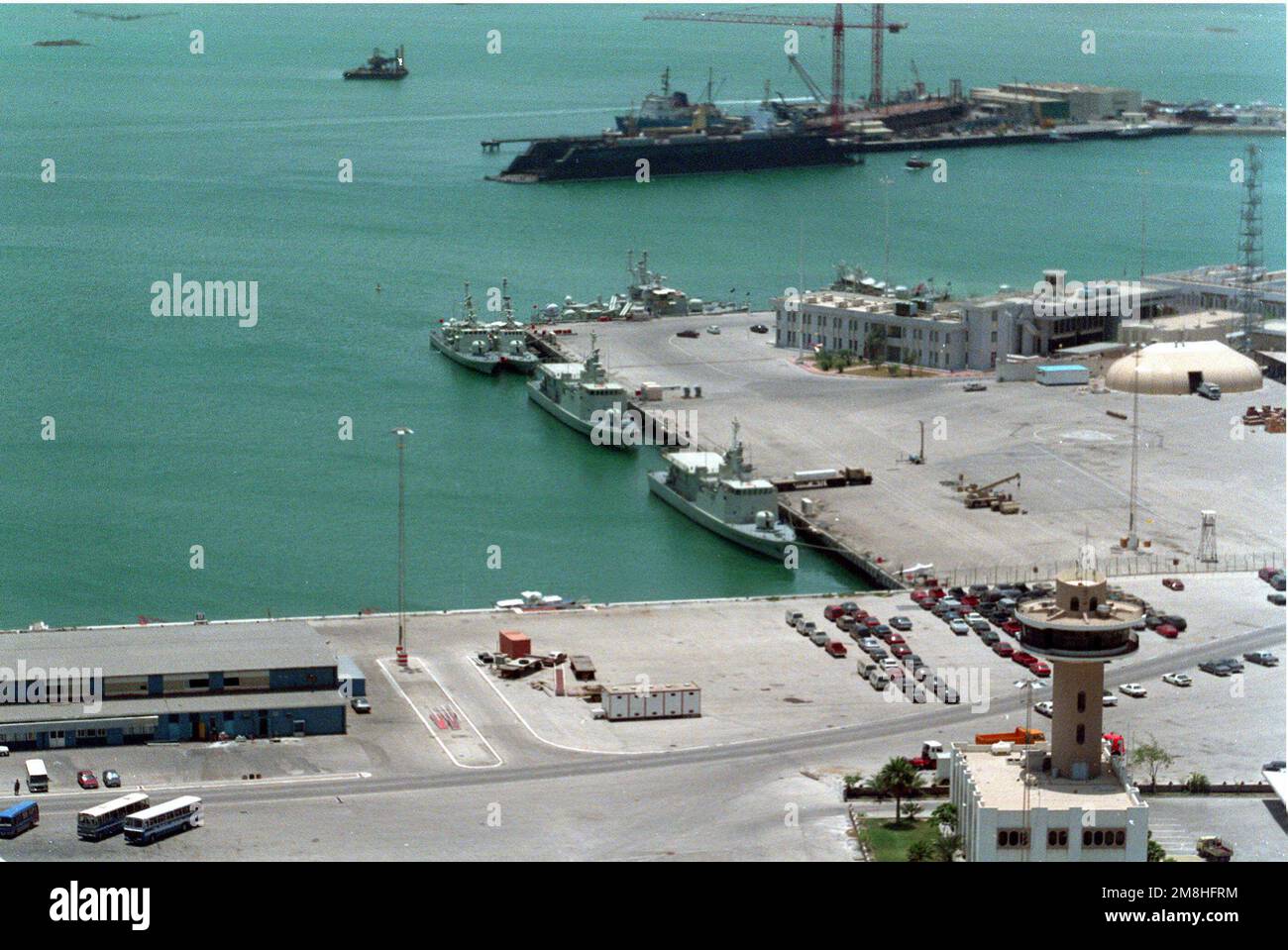 An aerial view of two Lurssen FPB 62 type fast attack craft, foreground ...