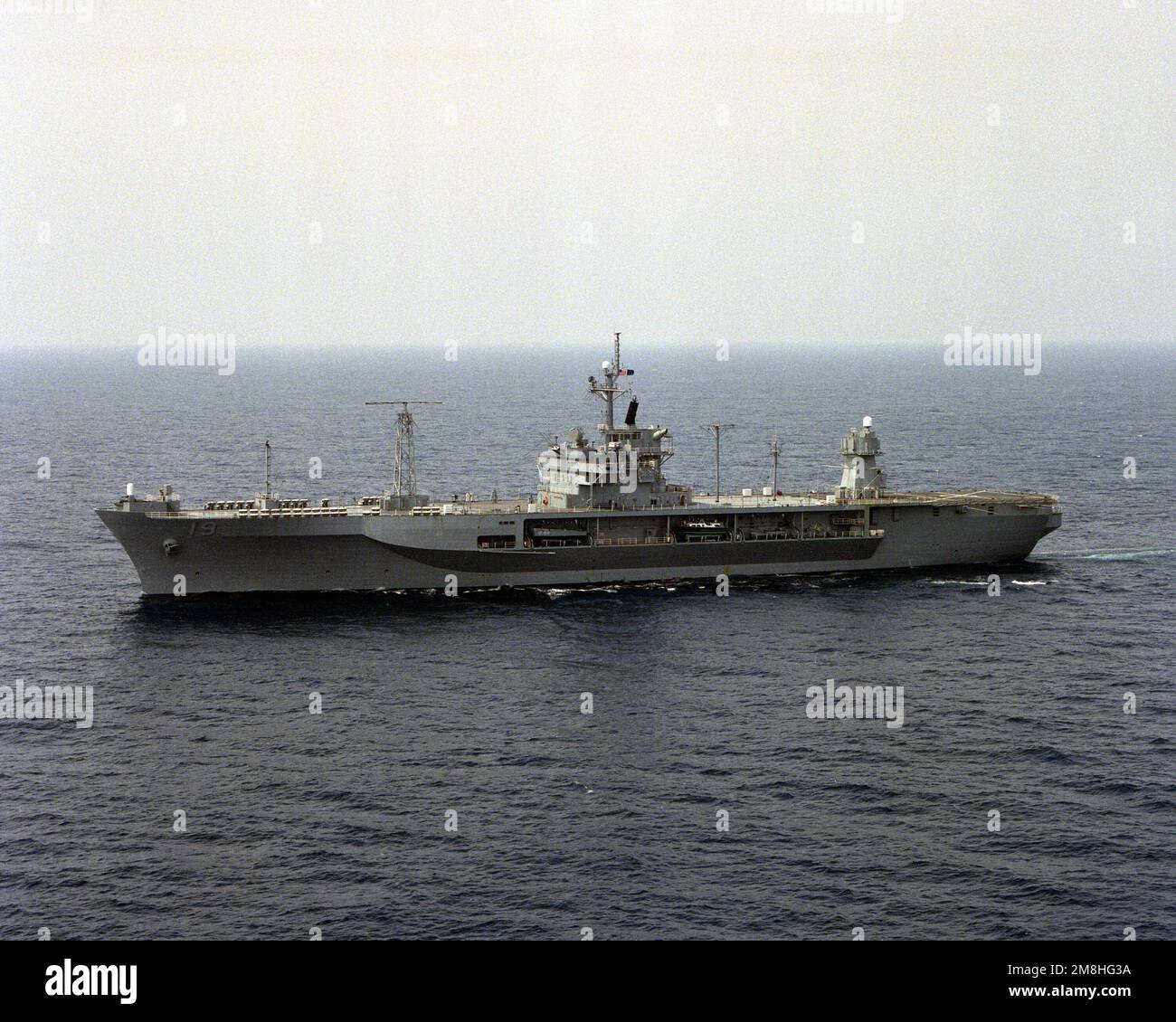 A port view of the amphibious command ship USS BLUE RIDGE (LCC-19 ...