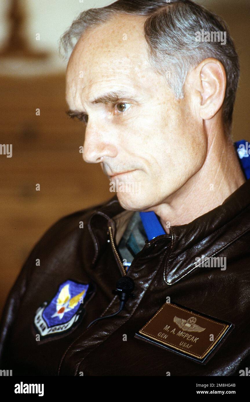 U.S. Air Force CHIEF of STAFF GEN Merrill McPeak during a tour of ...