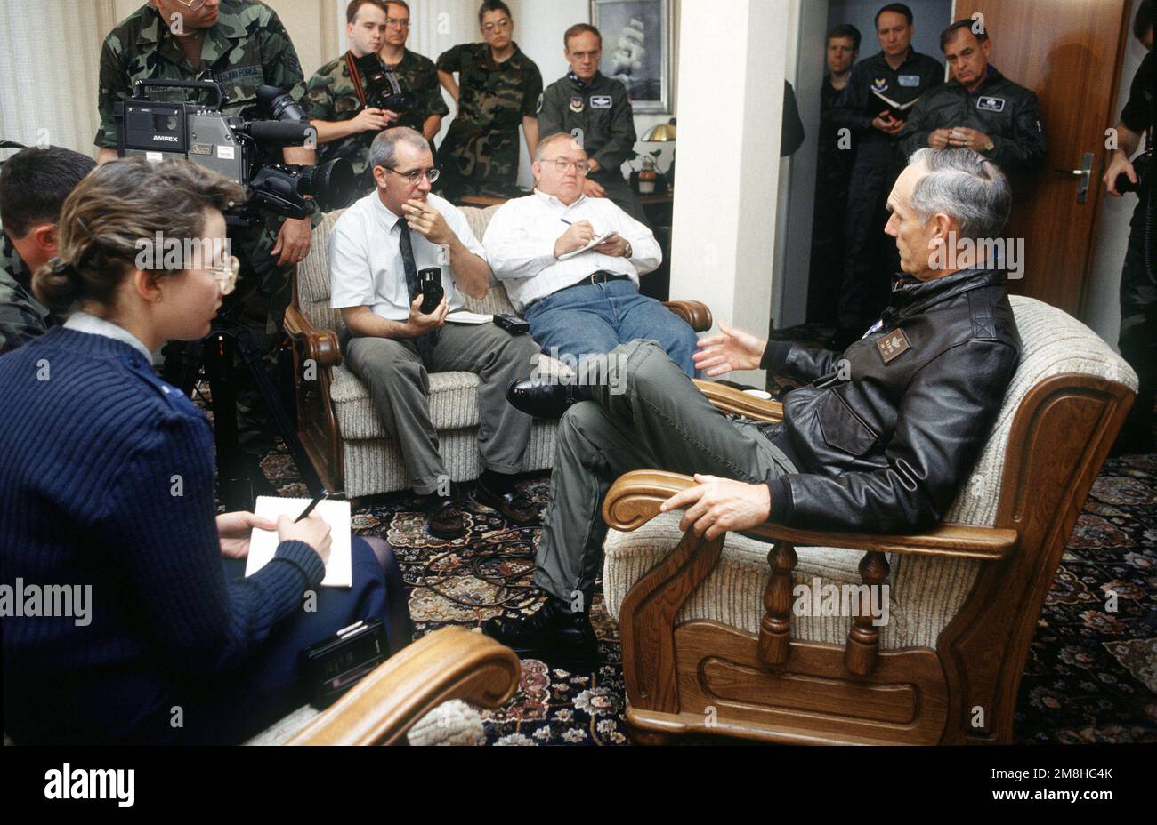 U.S. Air Force CHIEF of STAFF GEN Merrill McPeak is interviewed by ...