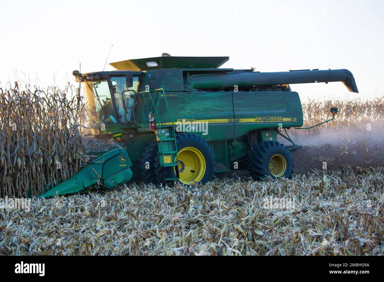 63801-06620 John Deere combine harvesting corn, Marion Co., IL Stock ...