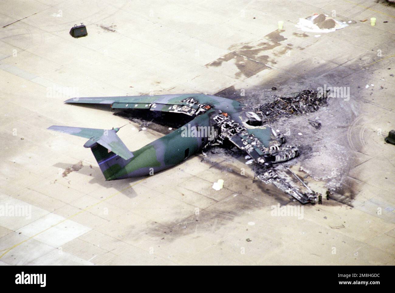 The aerial view, taken one day after the accident, shows the extent of ...