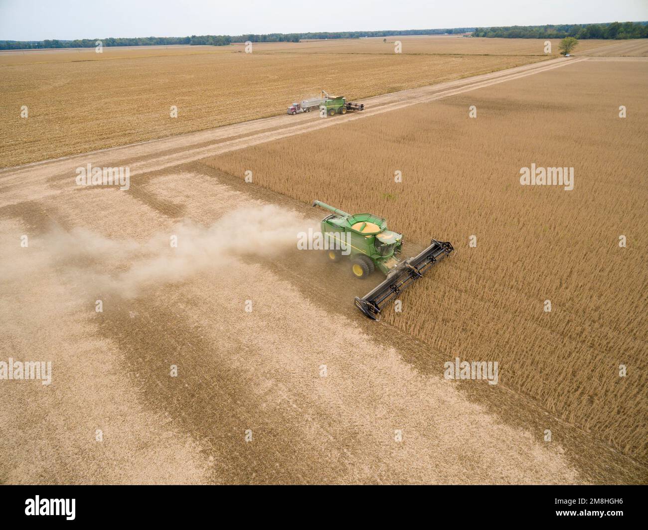 63801-09010 Soybean Harvest, 2 John Deere combines harvesting soybeans ...