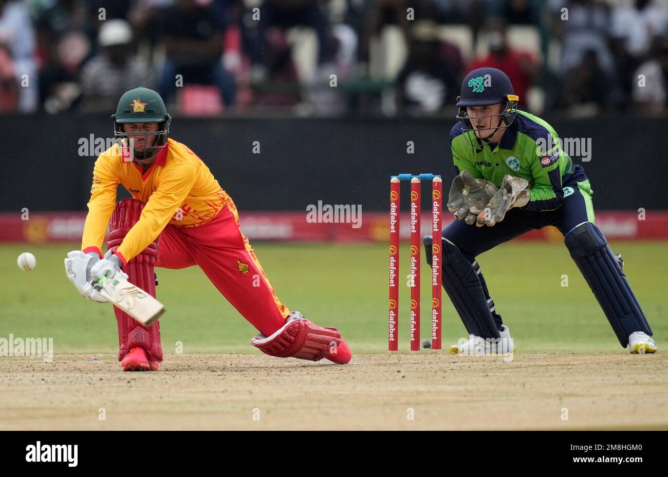 Zimbabwe batsman Sean Williams plays a shot, on the second day of the ...