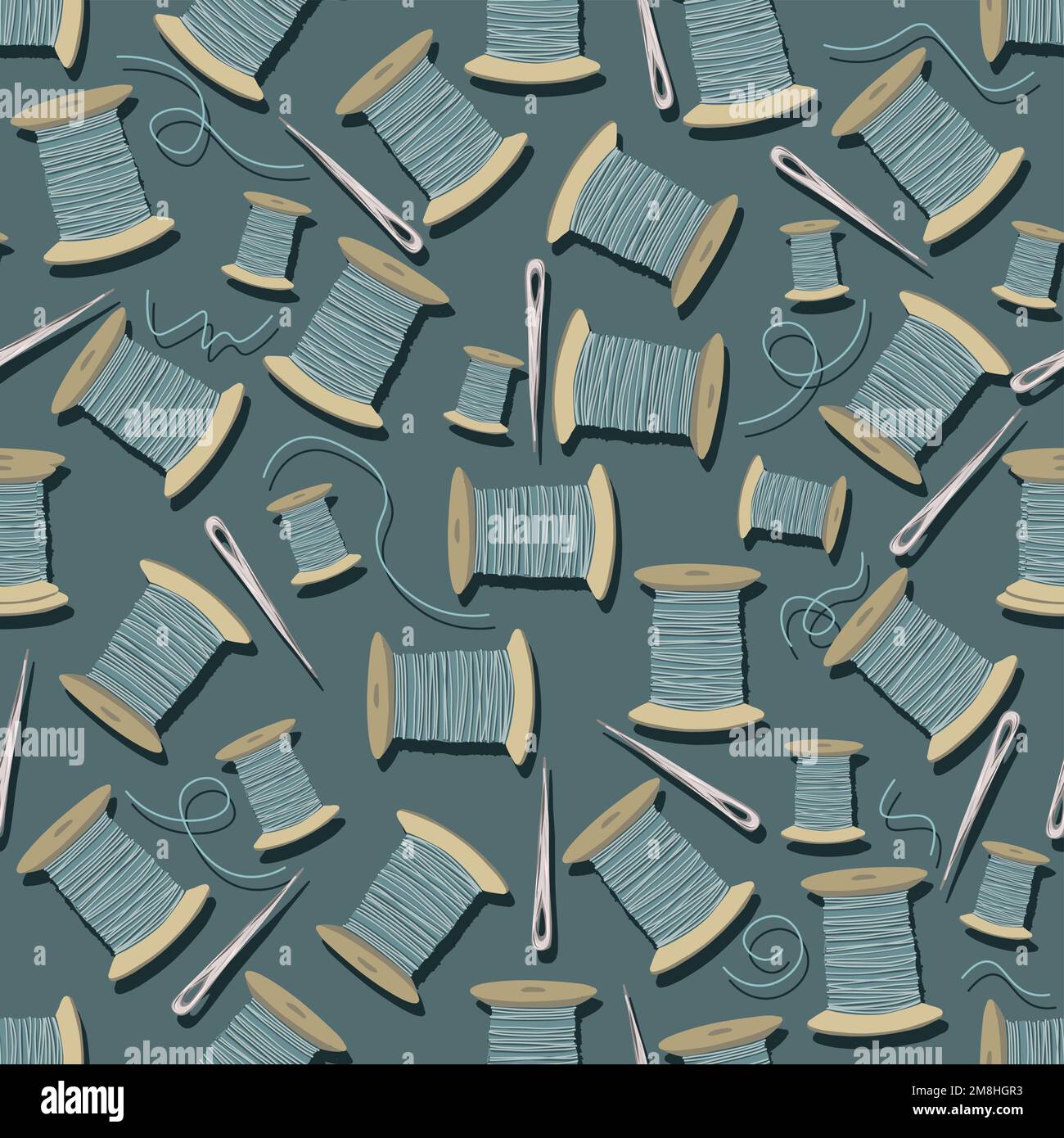 Endless seamstress pattern. seamless pattern with threads, a needle on ...