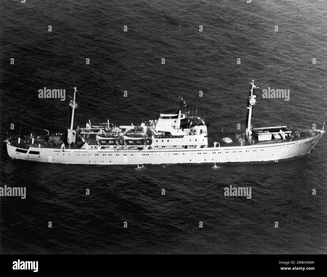 A starboard beam view of the Russian Navy oceangraphic research ship ...