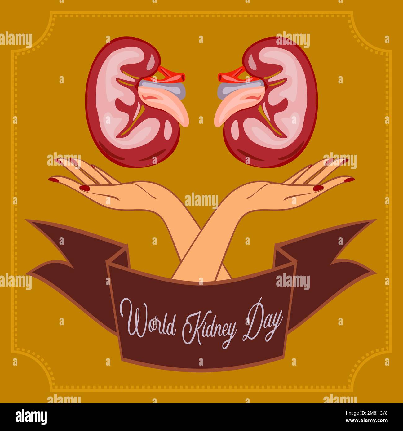 World Kidney Day Poster Or Banner. Kidney care and cancer awareness ...