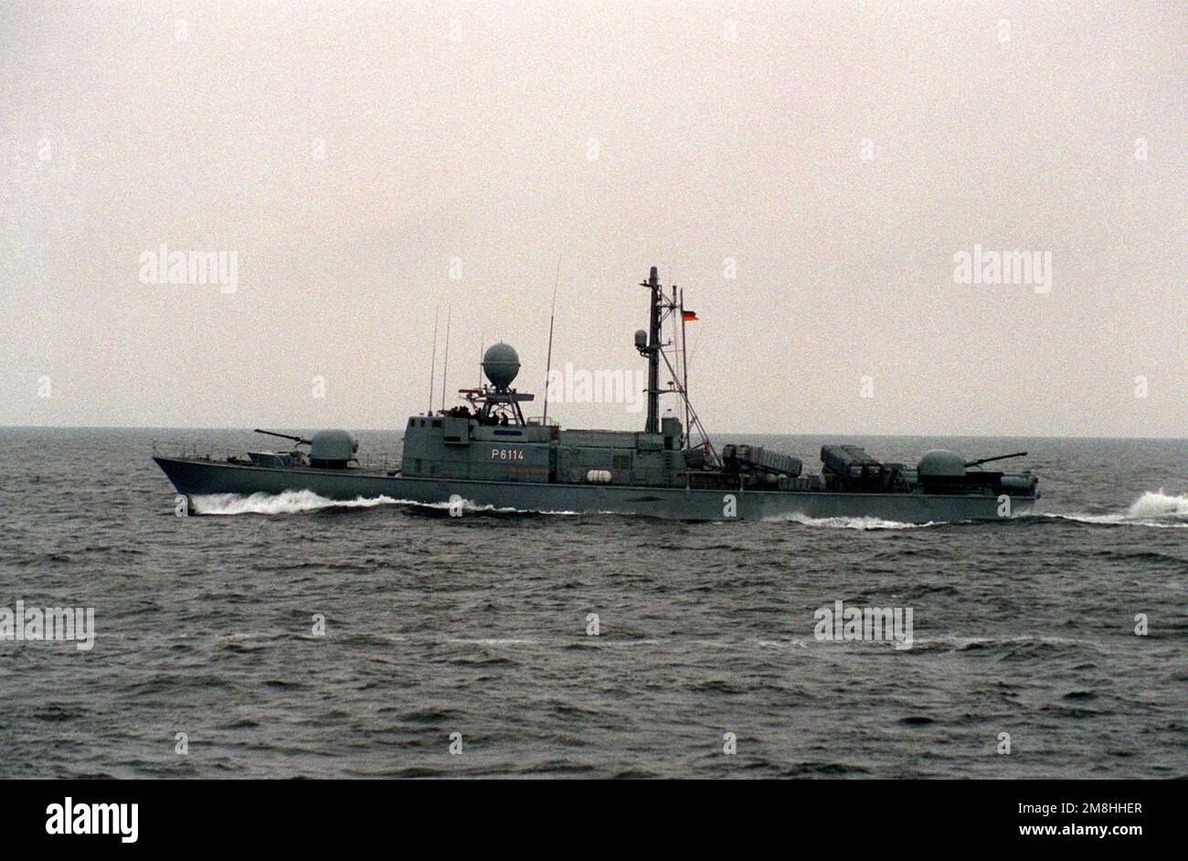 A port beam view of the German fast attack craft FGS BUSSARD (P-6114 ...