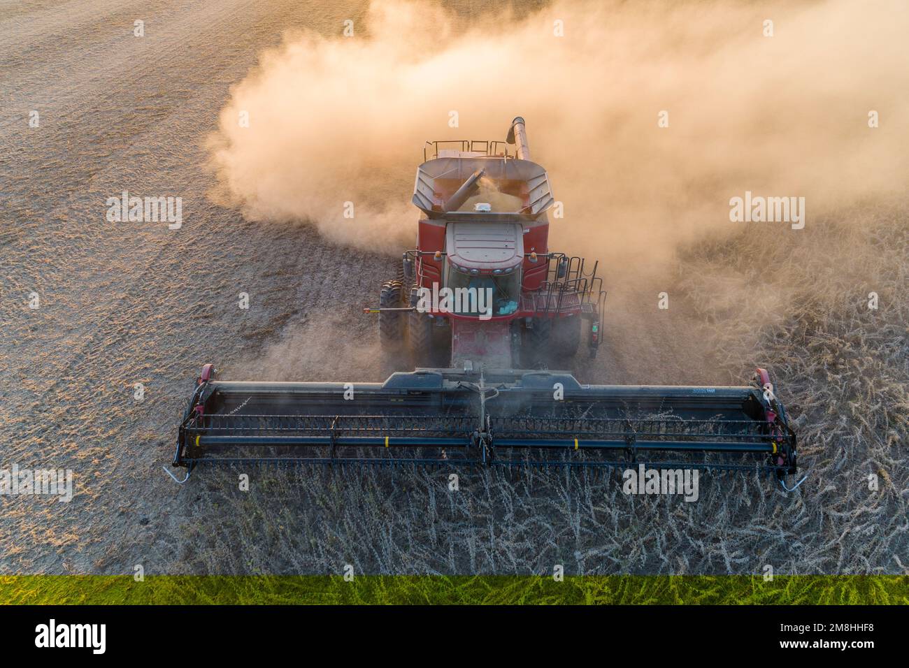 63801-13513 Harvesting soybeans in fall-aerial Marion Co. IL Stock ...