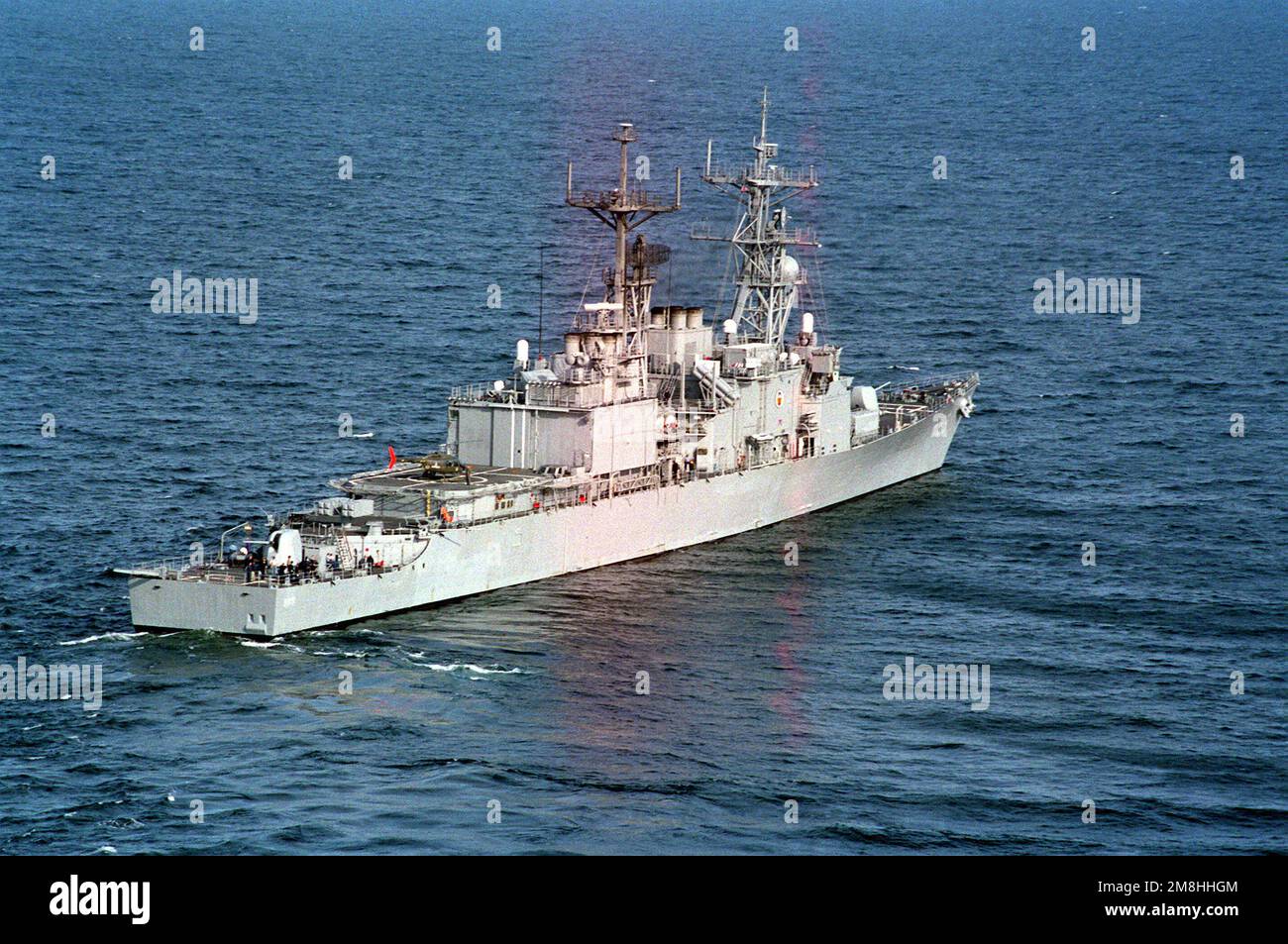 A starboard quarter view of the destroyer USS DEYO (DD-989) during ...