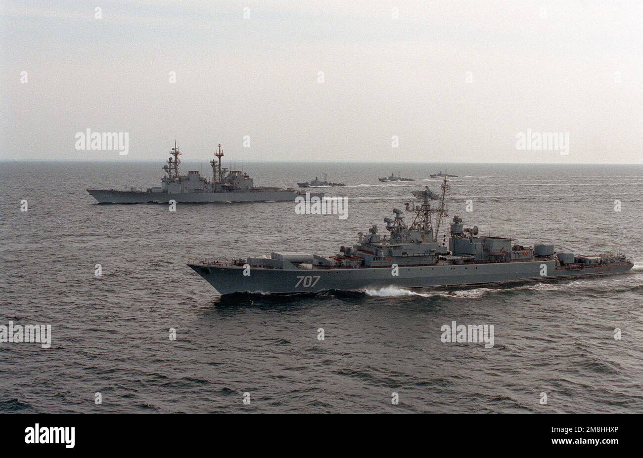 A port bow view of the Russian navy-Krivak I class frigate BDITELNY ...