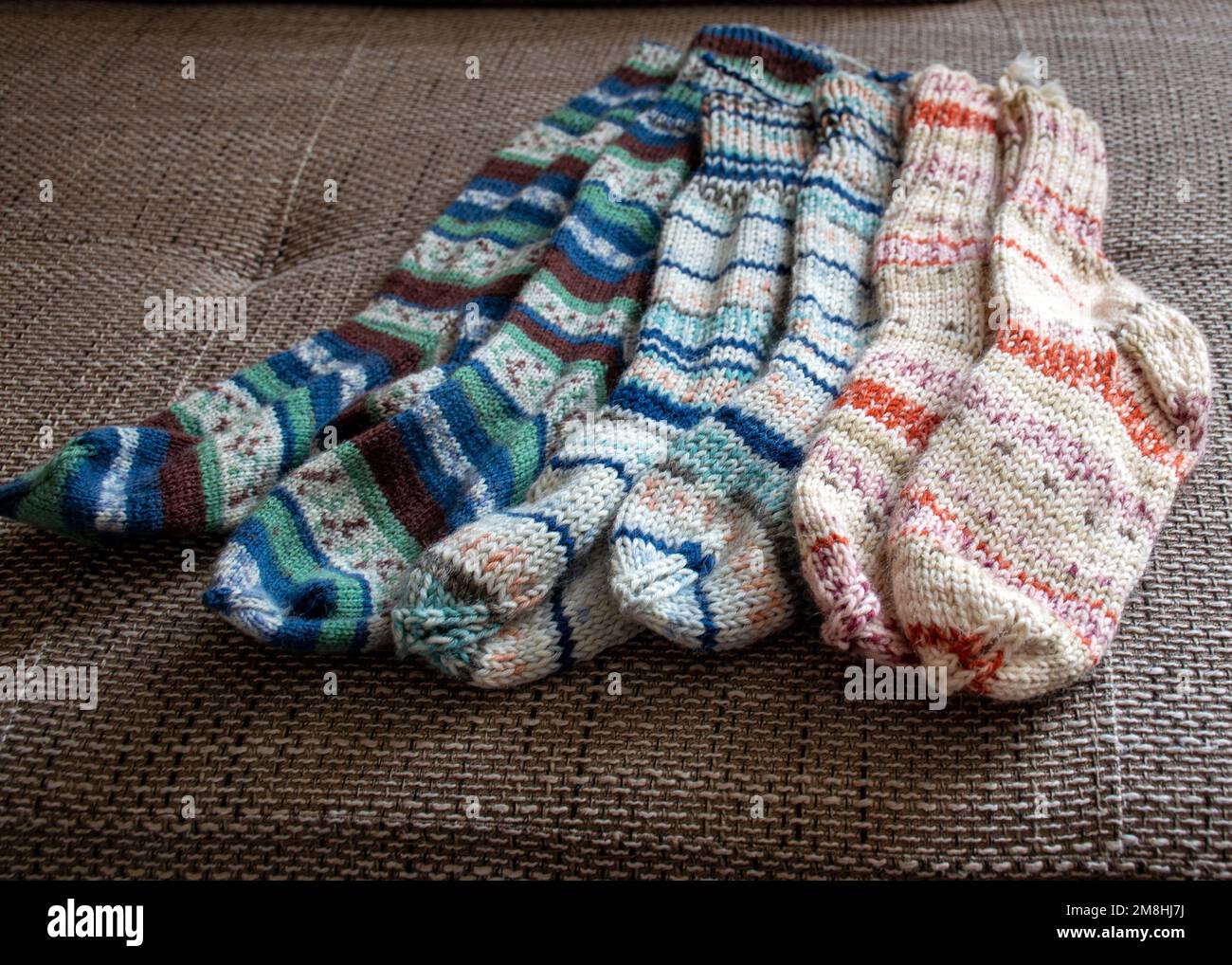 multicolor hand knitted different sizes and different colors warm ...