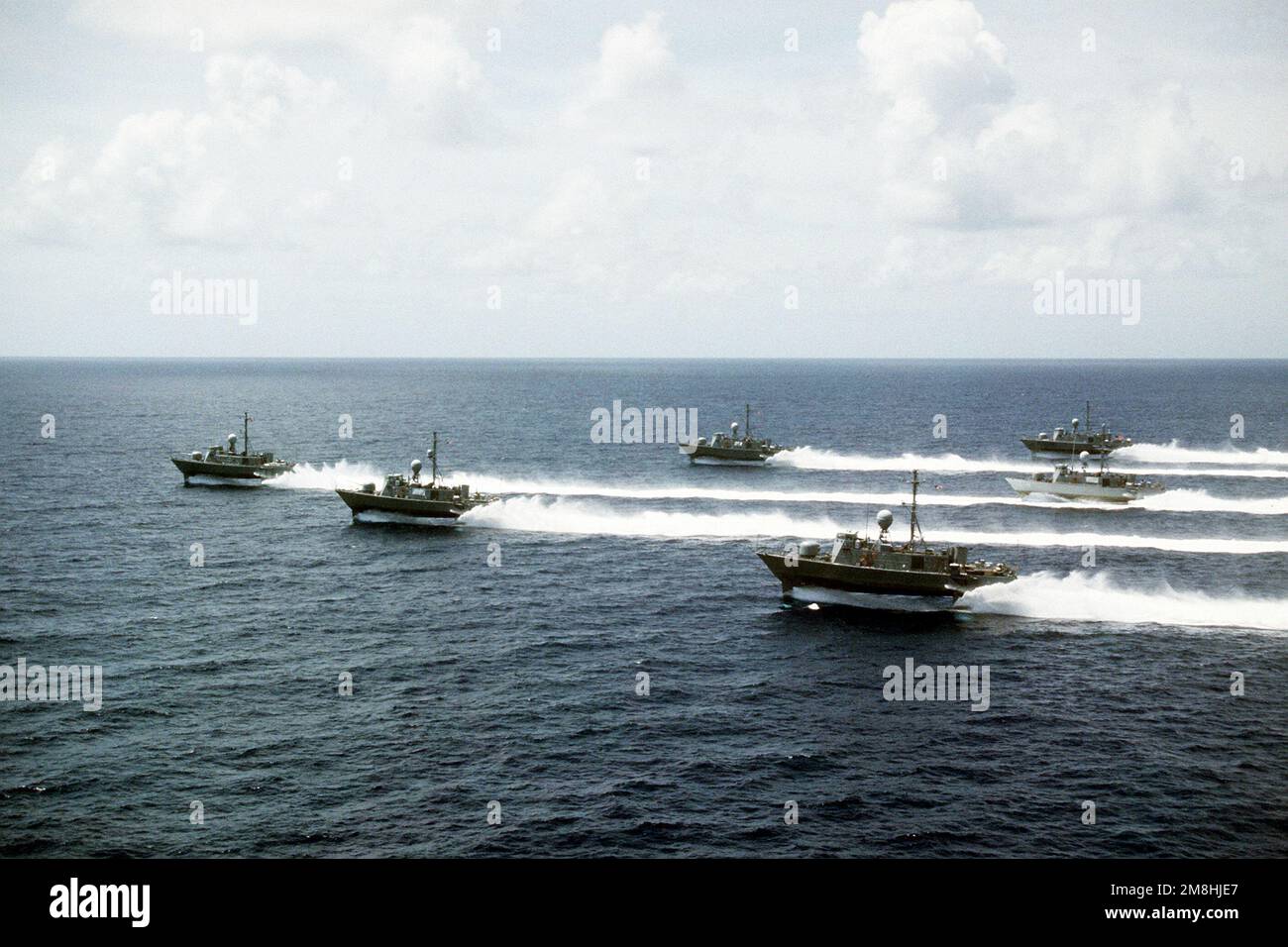 Six vessels of Patrol Combatant Missile Hydrofoil squadron 2 travel in ...