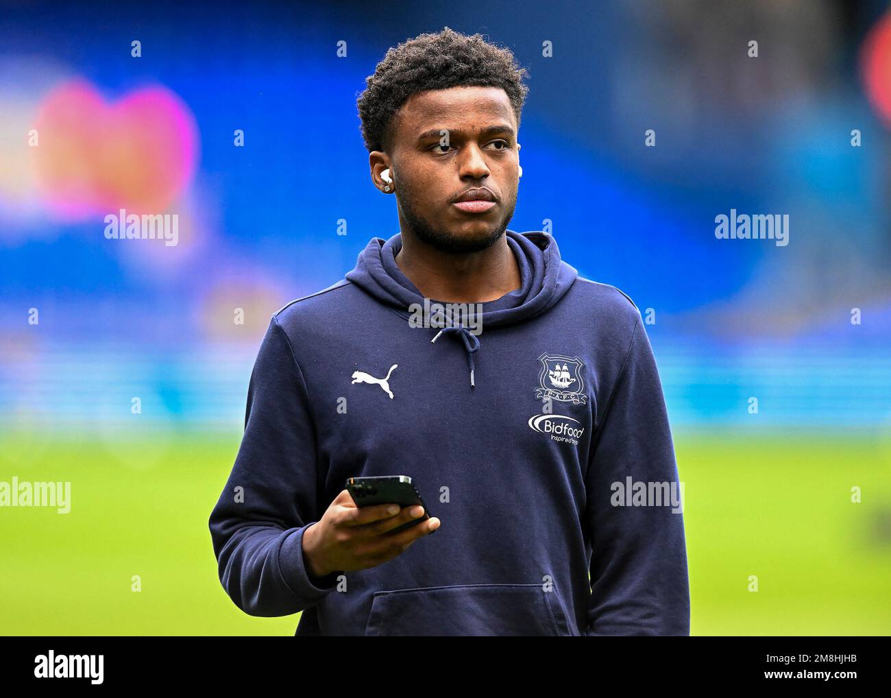 /Plymouth Argyle full back Bali Mumba (17) walks on and inspect the ...