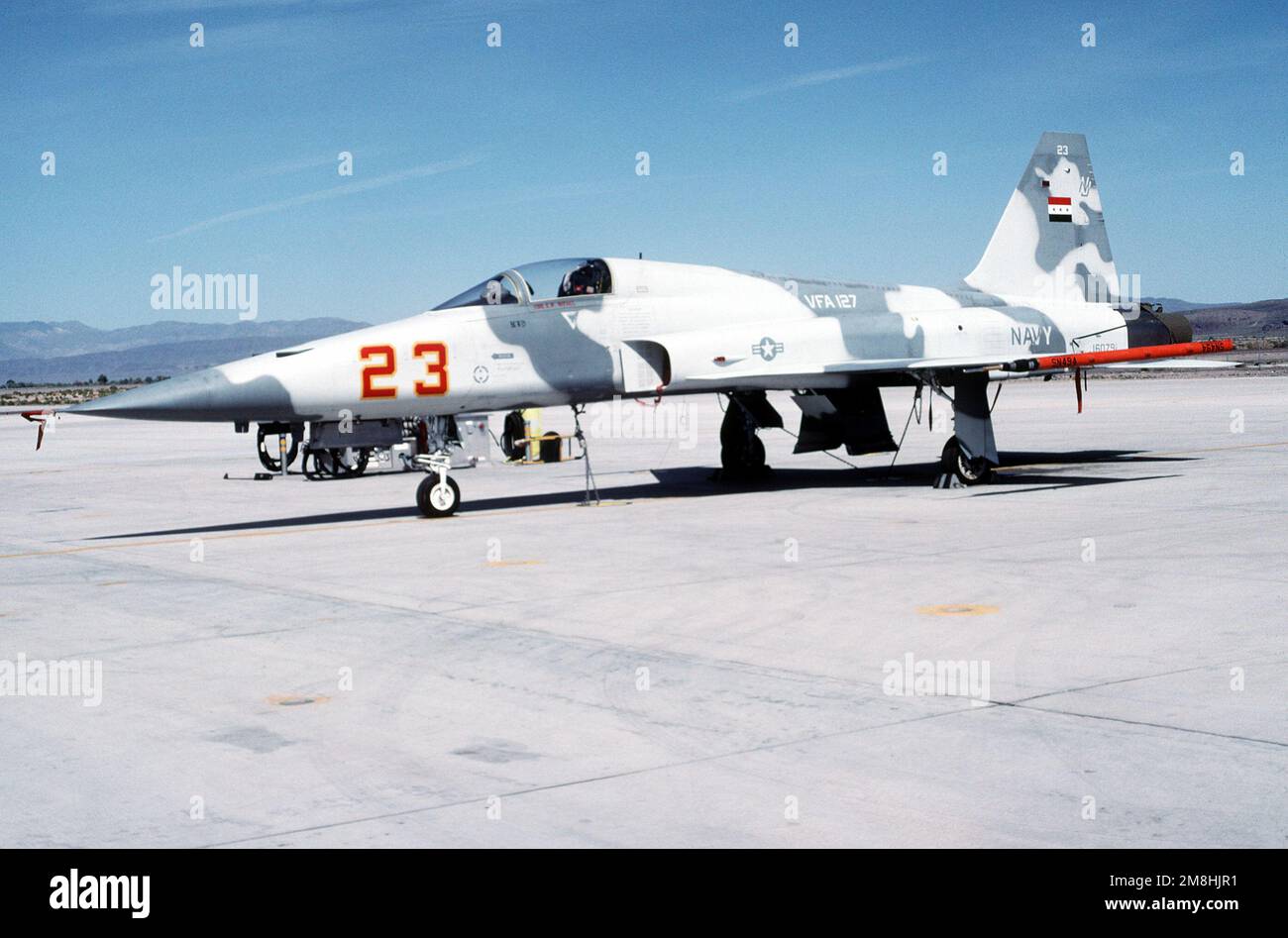 A Strike Fighter Squadron 127 (VFA-127) F-5E Tiger II aircraft painted ...