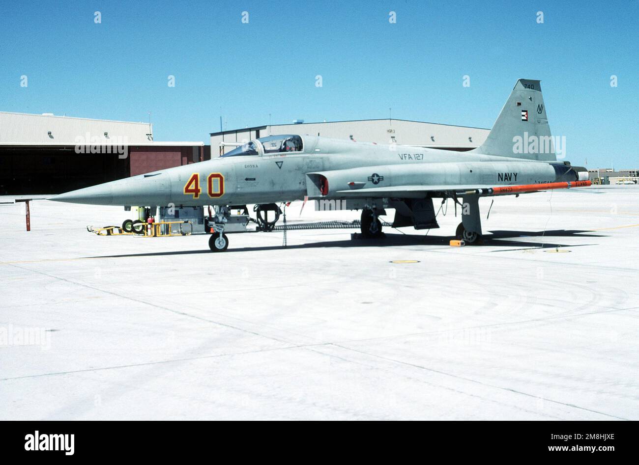 A Strike Fighter Squadron 127 (VFA-127) F-5E Tiger II aircraft, painted ...