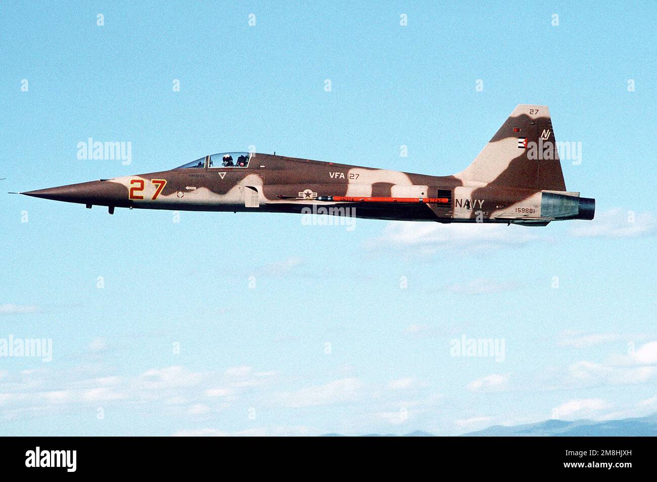 A Strike Fighter Squadron 127 (VFA-127) F-5E Tiger II aircraft, painted ...